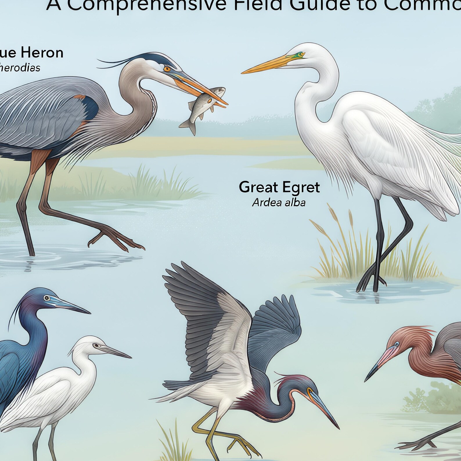Florida Wading Birds Field Guide Poster, Wetland Art (digital Download ...
