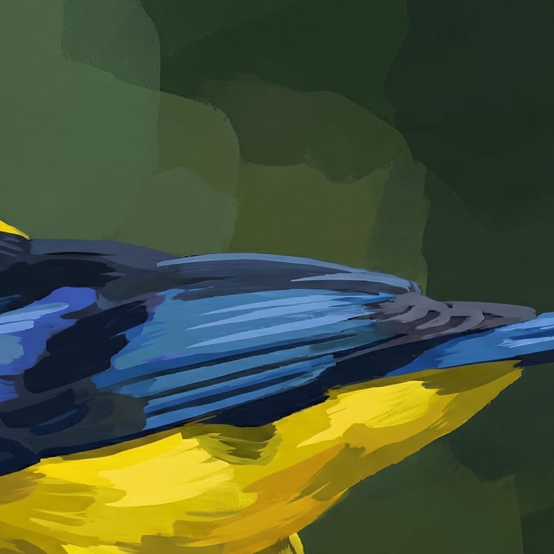 Set of (5) Vibrant Gouache-style "songbird" Bird Art Print | Digital ...