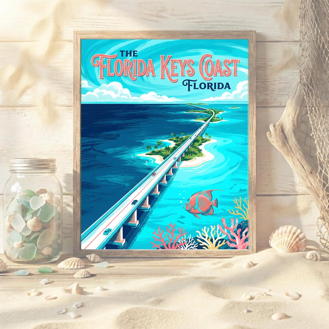 The Florida Keys Coast Travel Posters | Overseas Highway & Reef Art ...