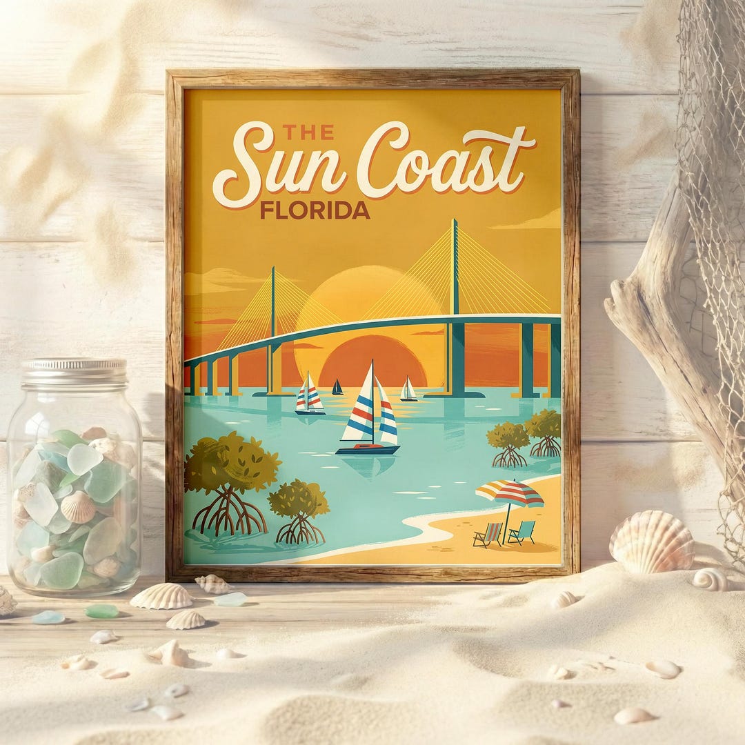 The Sun Coast Florida Travel Posters (2 Variations) | Sunshine Skyway ...