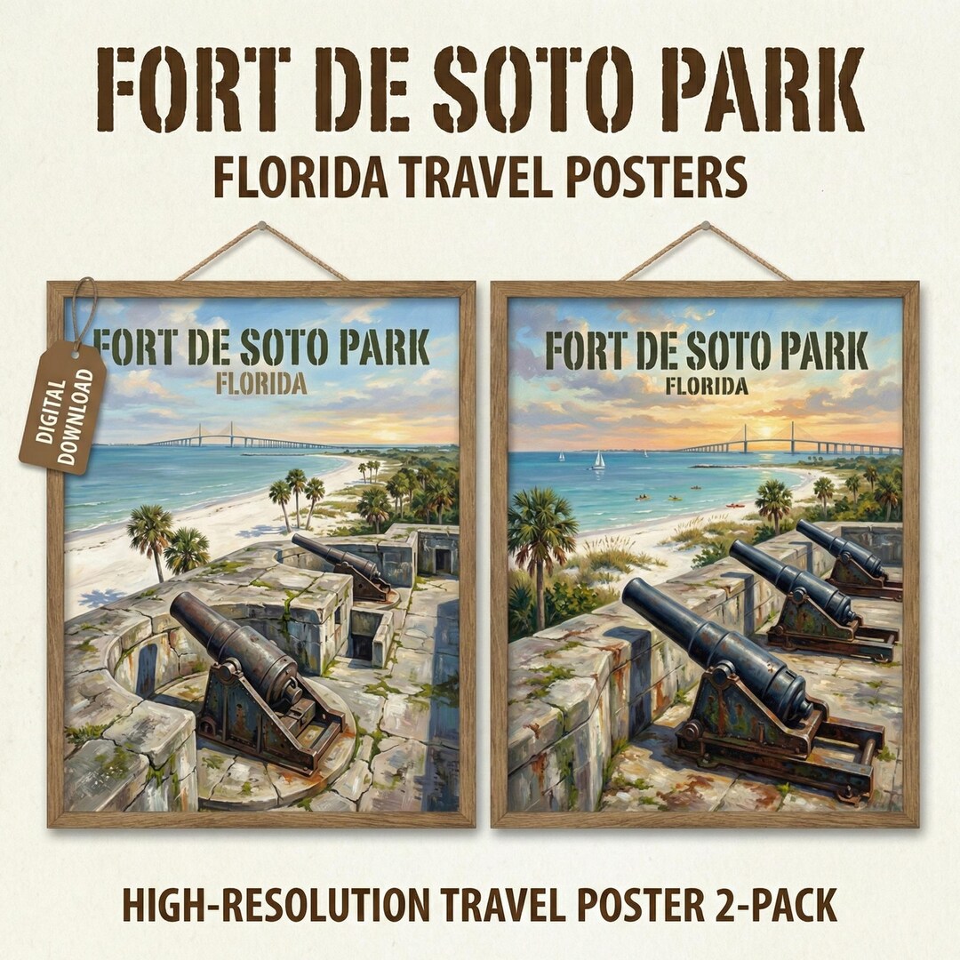 Fort De Soto Park Travel Posters (2 Variations) | Tierra Verde Cannons ...