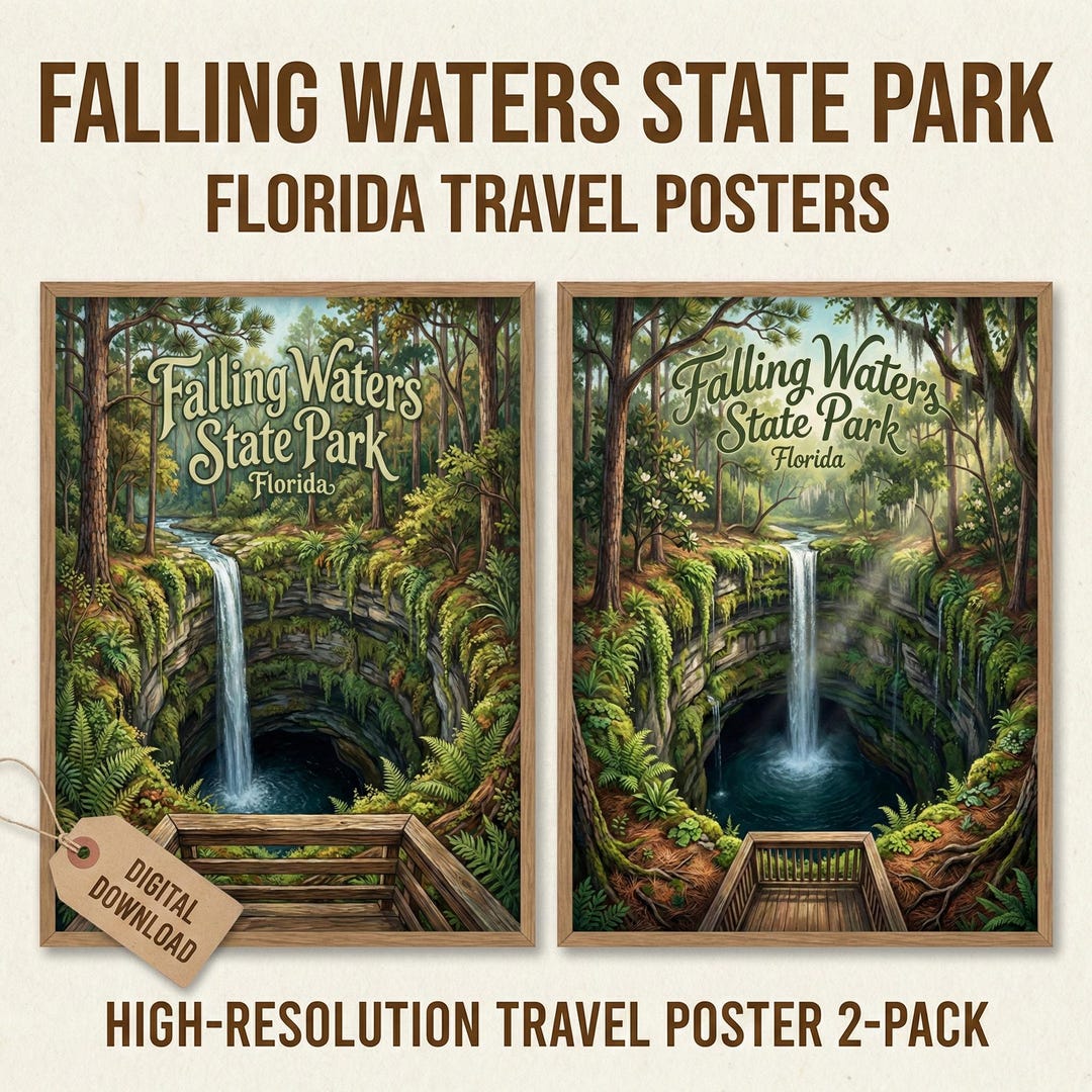 Falling Waters State Park Waterfall Art (2 Variations) | Florida ...