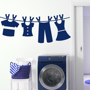 Laundry Room Wall Decal, Funny Clothesline Wall Art, Hanging Clothes ...