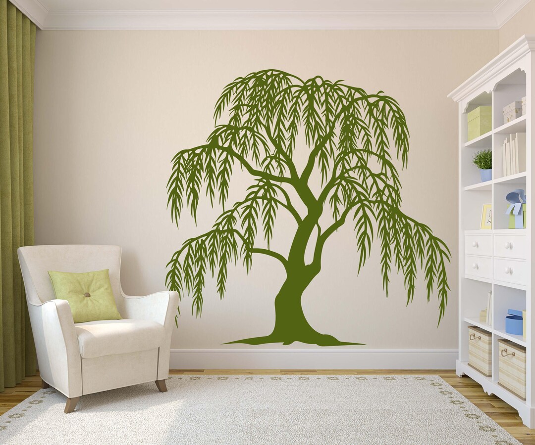 Willow Tree Wall Decal, Weeping Willow Wall Decor, Larger Tree Wall Art ...