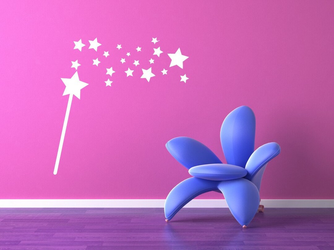 Magic Wand Wall Decal, Fairy With Star, Princess Decor, Birthday Party ...