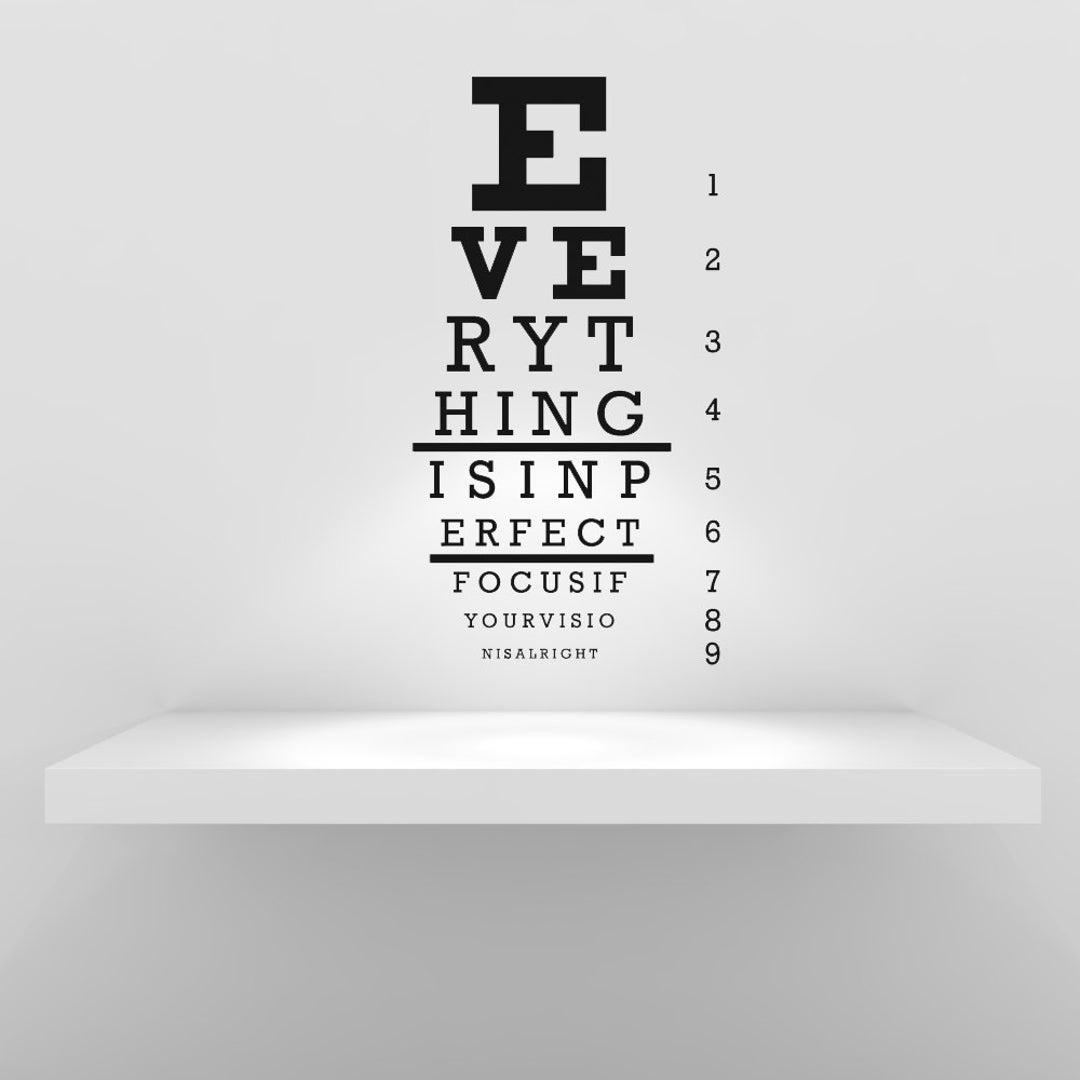 Eye Chart Wall Decal, Snellen, Doctor's Office Decor, Quote Decoration ...
