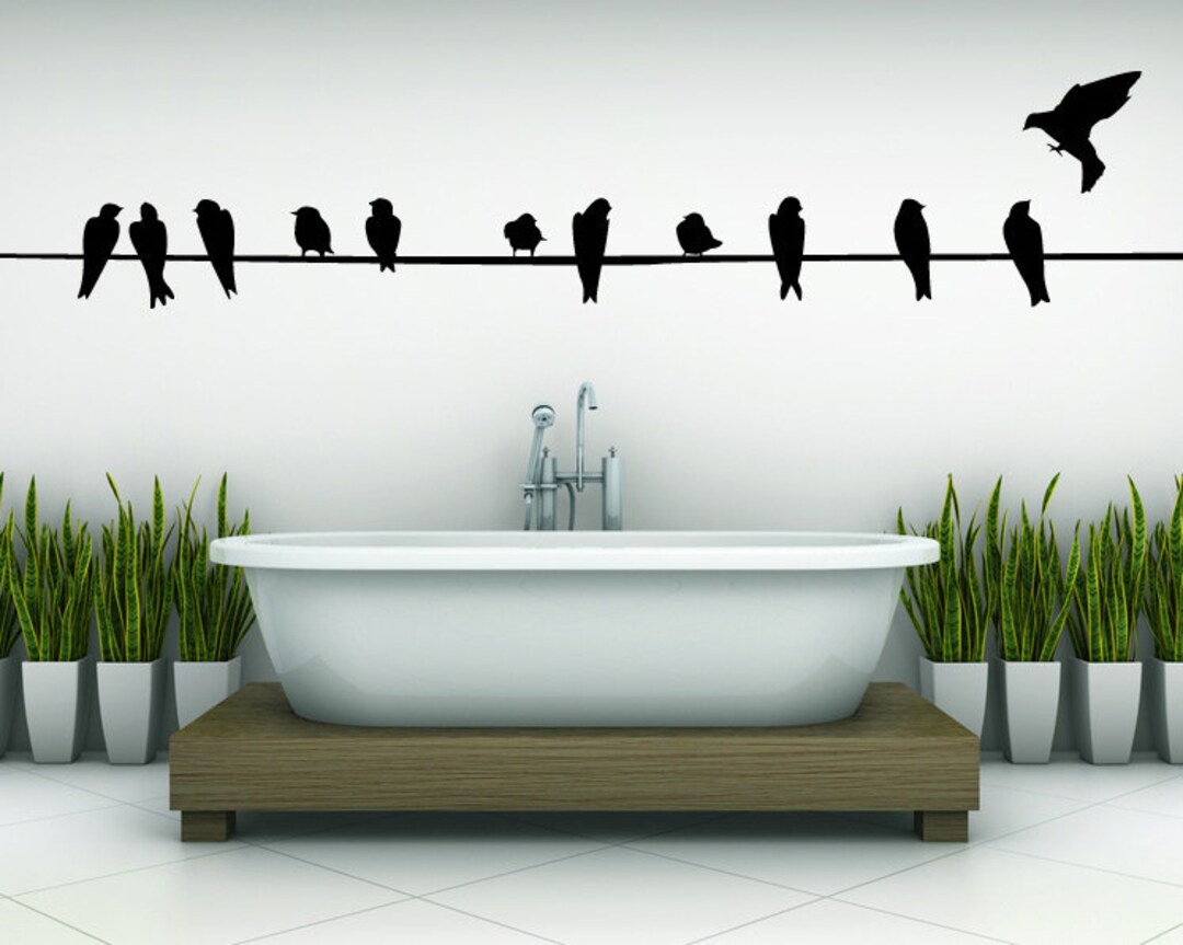 Birds on a Wire Wall Decal, Powerline, Power Line, Baby Wedding Shower ...