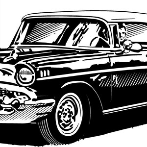 1950s Decor, Classic Cars, Chevy Wall Decal, Chevrolet Artwork, Car ...