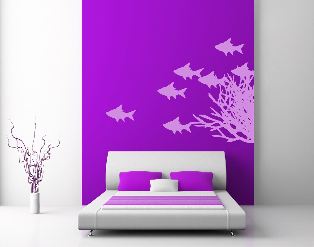 Coral Reef Wall Decal, School of Fish Wall Art, Ocean Decor, Fish ...