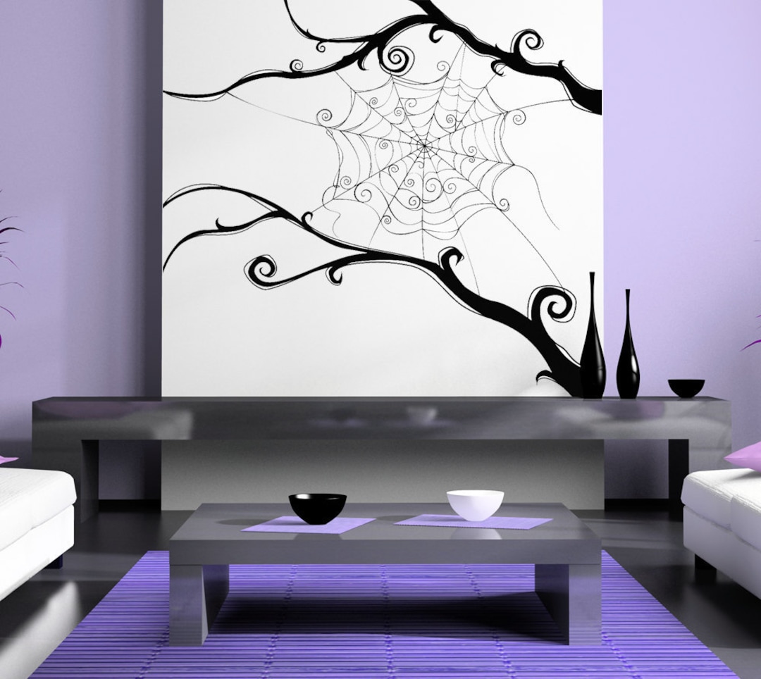 Spider Web Wall Decal, Halloween Wall Art, Gothic Tree Branch Decal ...