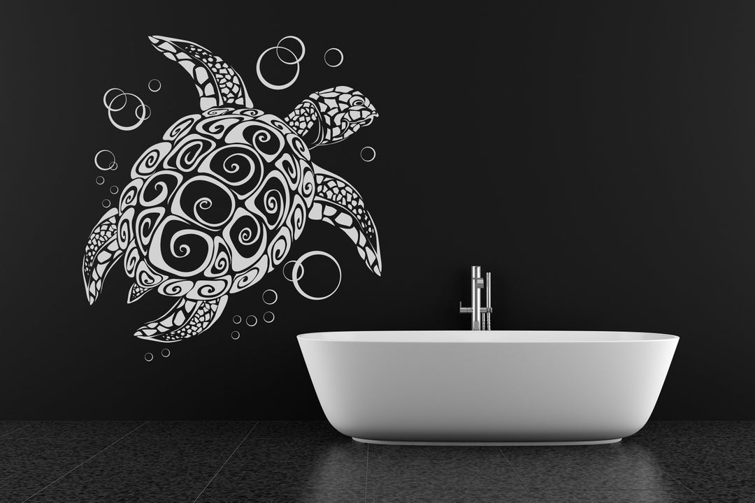 Turtle Wall Decal, Sea Turtle Wall Decor, Tortoise Decor, Sea Bubbles ...