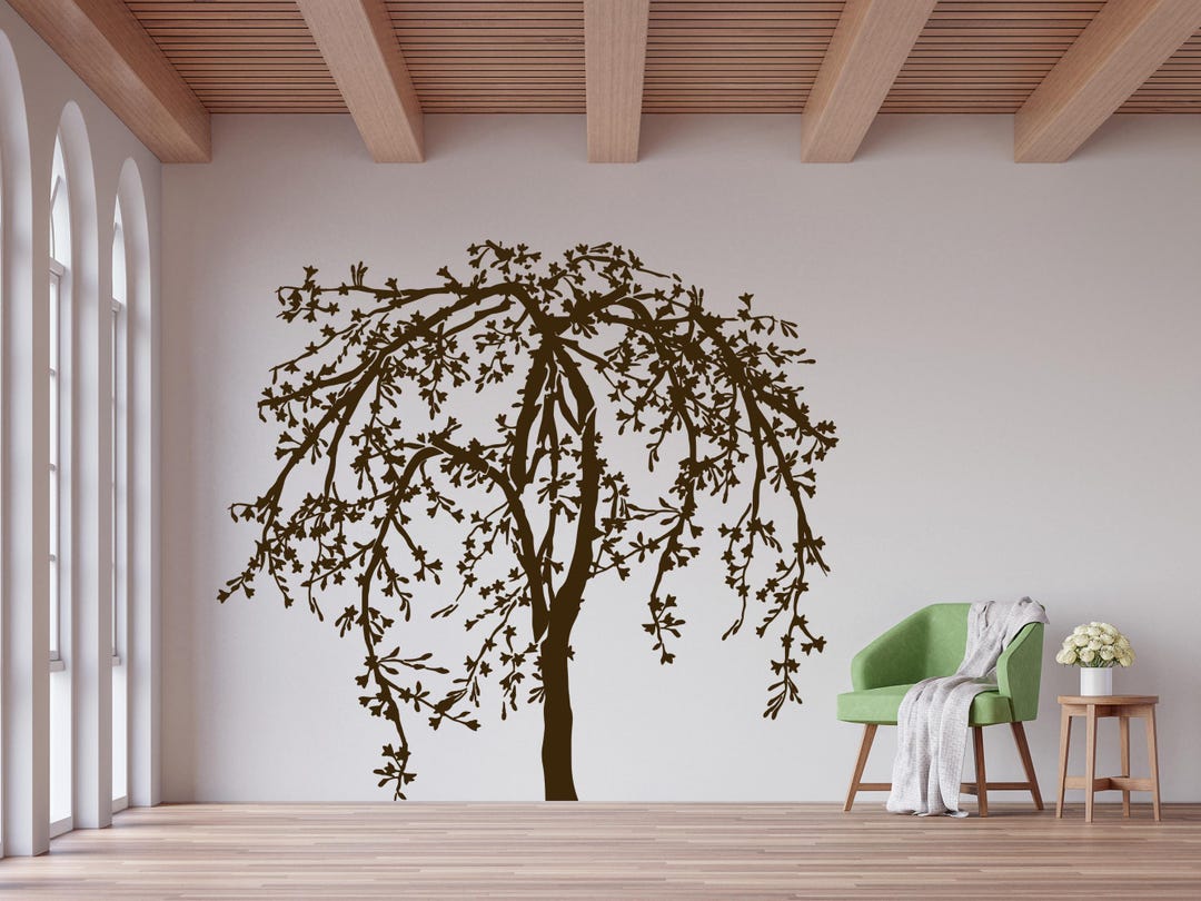 Weeping Willow Tree Decal for Walls, Weeping Cherry Tree Wall Art, Tree ...