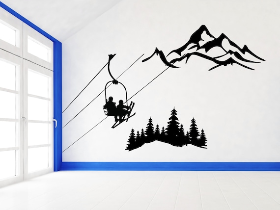 Ski Lift Wall Decal Gifts for Skiers Mountain Artwork Pine - Etsy