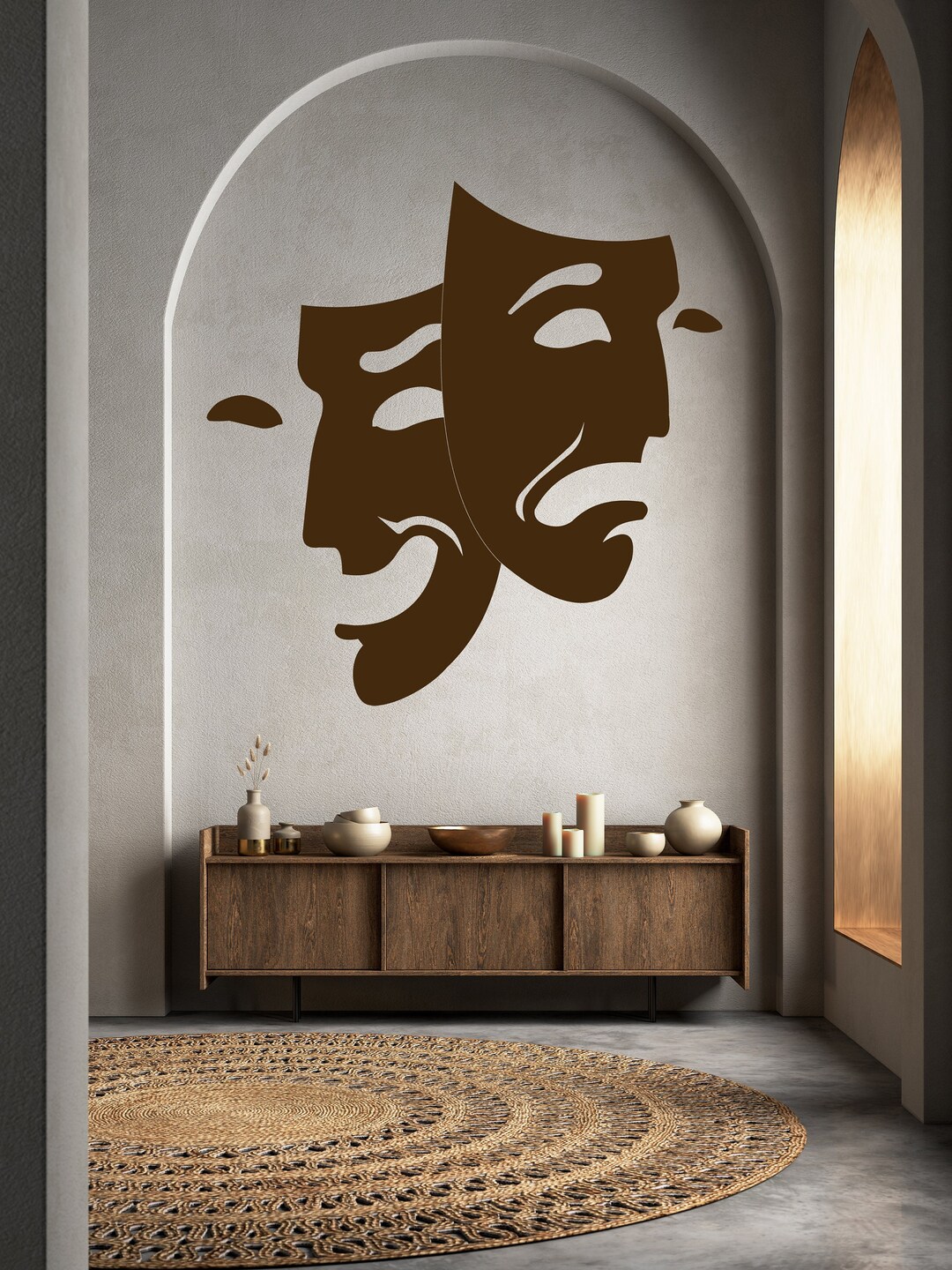 Movie Theater Decor, Comedy Tragedy Masks, Theater Room Wall Decal ...