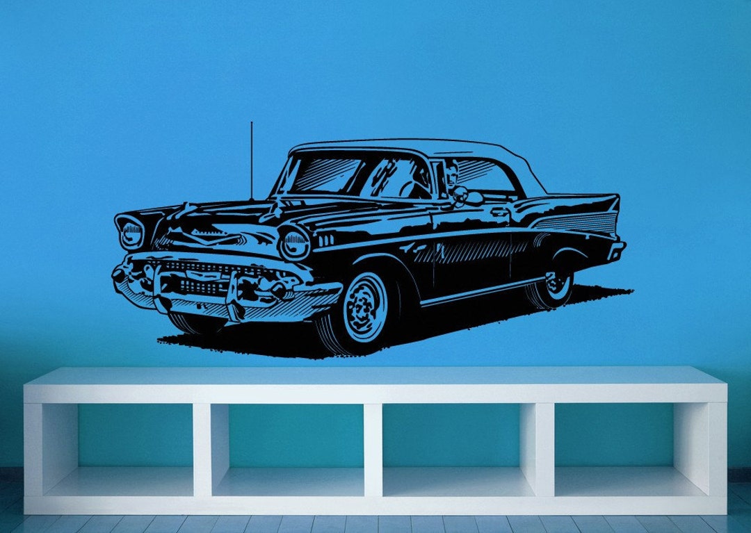 1950s Decor, Classic Cars, Chevy Wall Decal, Chevrolet Artwork, Car ...