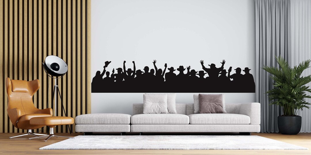 Rodeo Cheering Crowd Silhouette Wall Decal, Crowd of People Wall Art ...