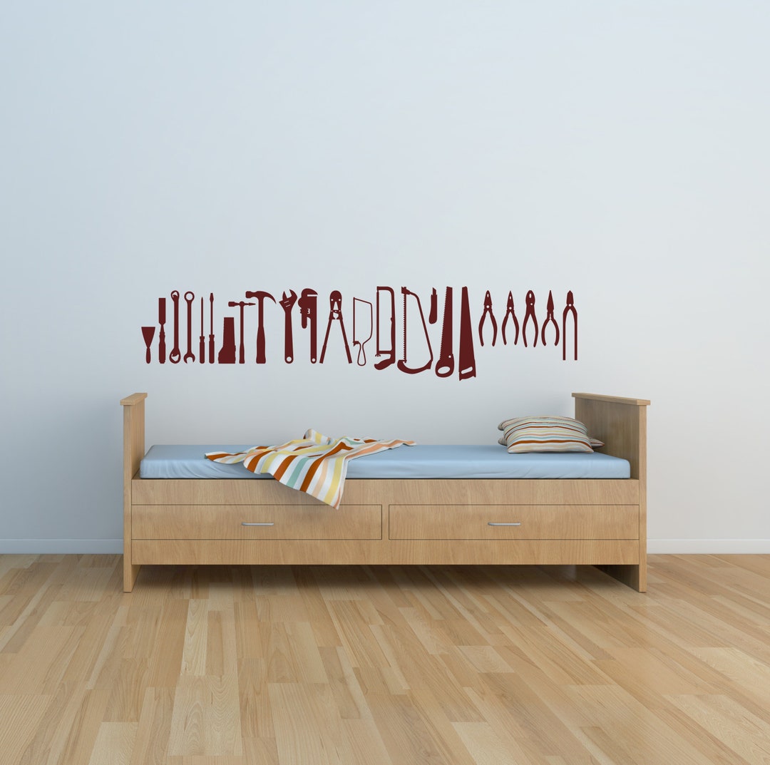 Tools Wall Art, Toolbox Stickers, Hammer, Wrench, Screwdriver, Garage ...