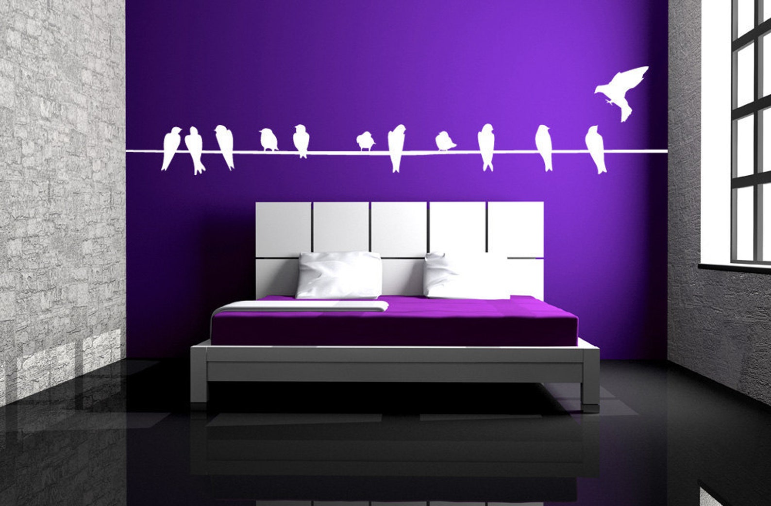 Birds on a Wire Wall Decal, Powerline, Power Line, Baby Wedding Shower ...