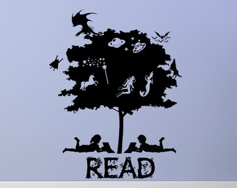 Library Tree Wall Decal - Etsy