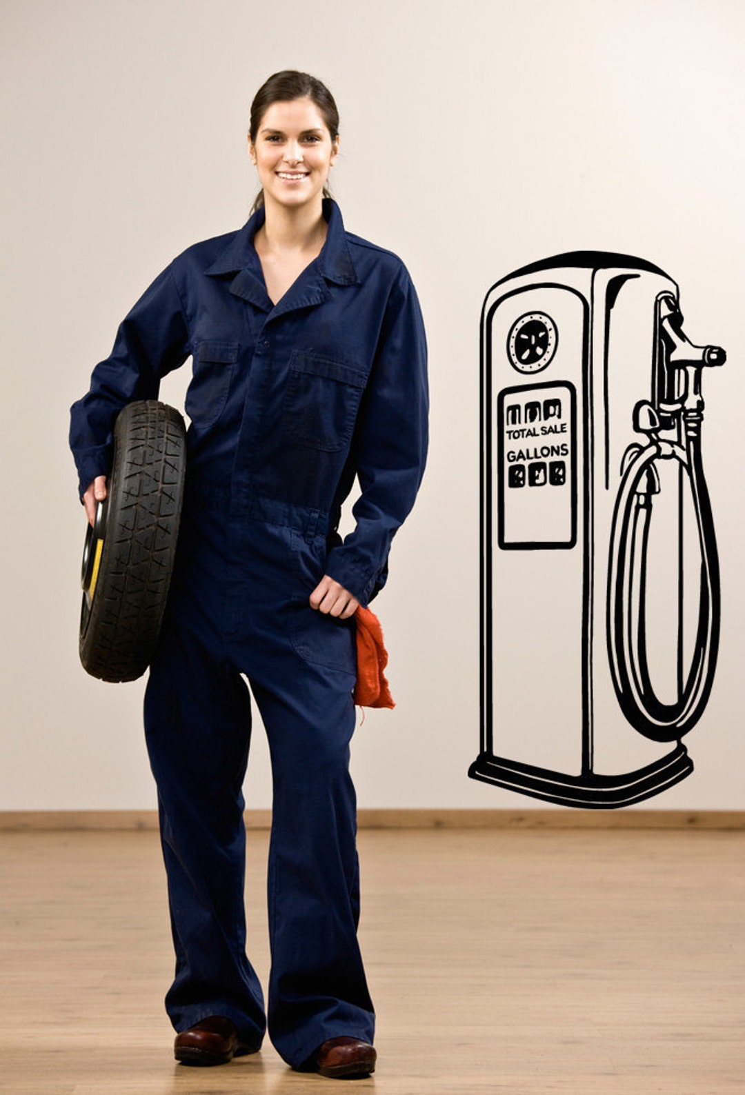 Gas Pump Decal, Fuel Pump, Petroleum Design, Garage Wall Art, Vintage ...