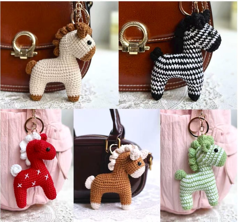Handmade Crochet Horse Keychain | Cute Pony Bag Charm |soft Cotton Car ...