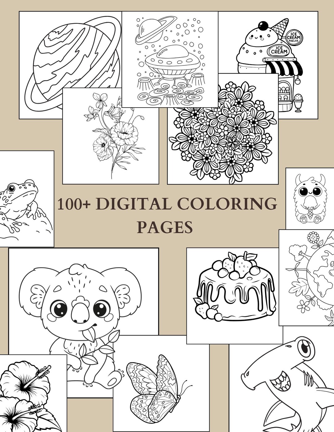 100+ Printable Coloring Pages Bundle / Instant Download / Fun Adult ...