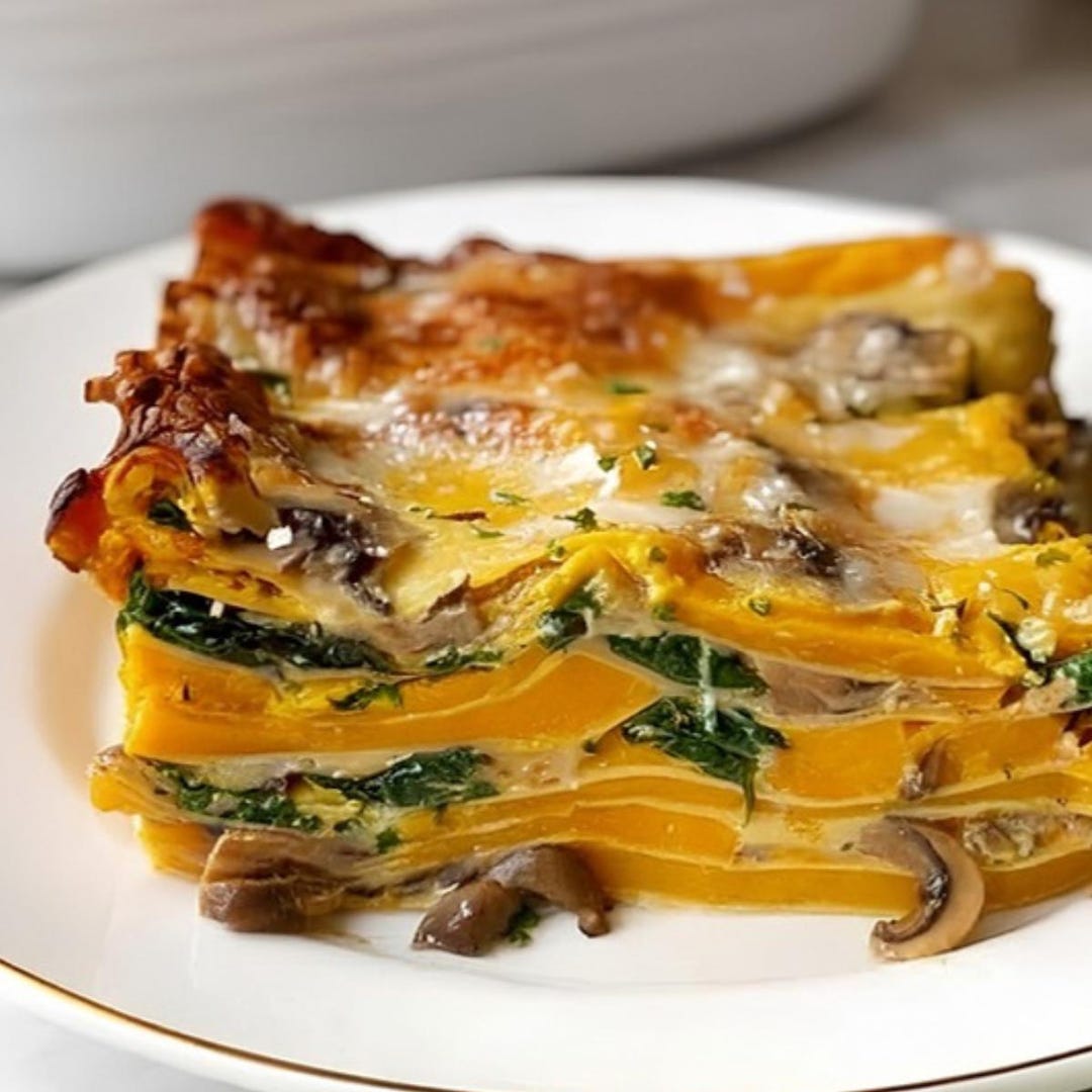 Easy Recipe for Butternut Squash Bake Spinach & Mushroom, Printable PDF ...