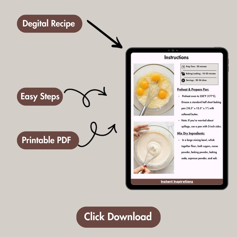 Easy Recipe for Sheet Pan Chocolate Cake Printable Digital Download - Etsy