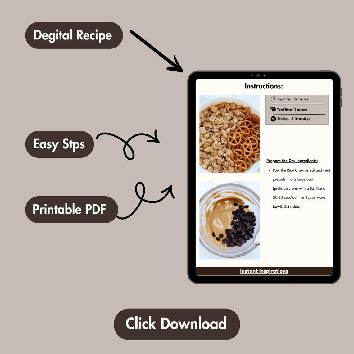 Reindeer Chow Recipe (gluten & Nut-free) – Printable Digital Recipe PDF ...