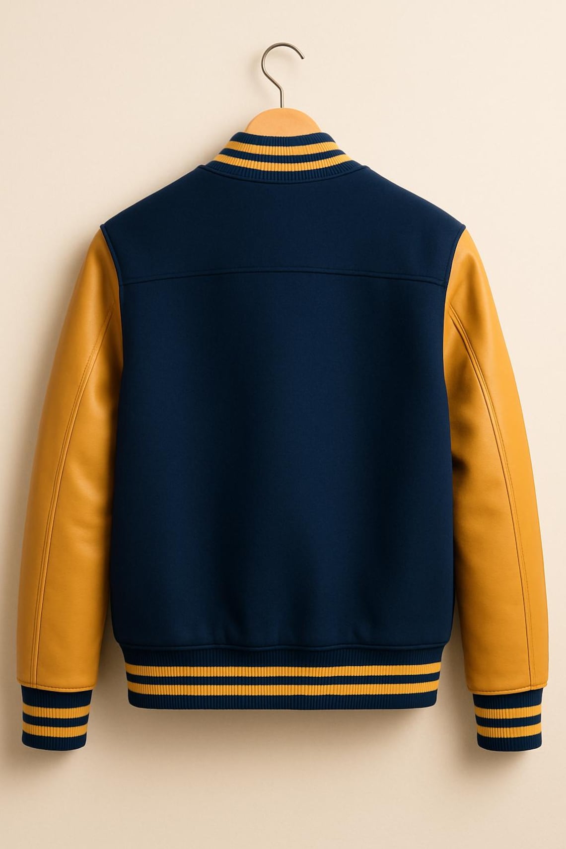 Navy Blue and Yellow Varsity Jacket – Classic Wool Letterman Bomber ...