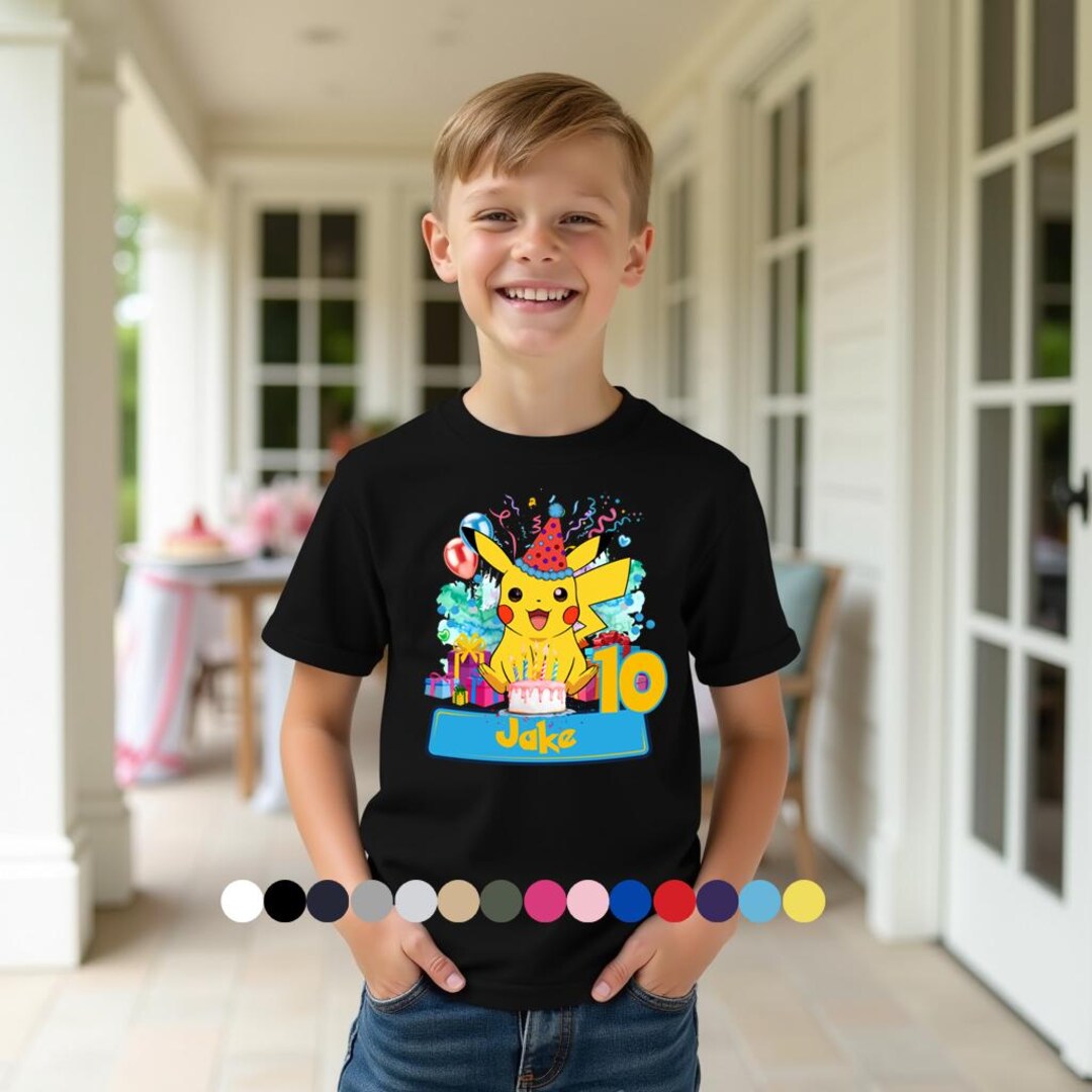 Pika Pike Pokemon Birthday Cake Tshirt | Adults and Kids Sizing ...