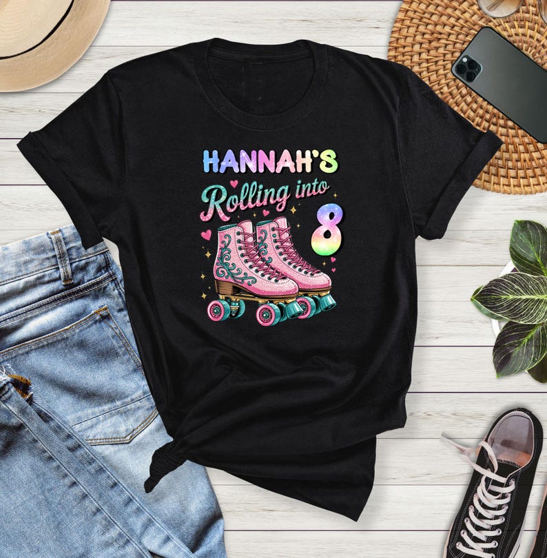 Rolling Into Skating Birthday Party Tshirt, Roller Skates . Adult and ...