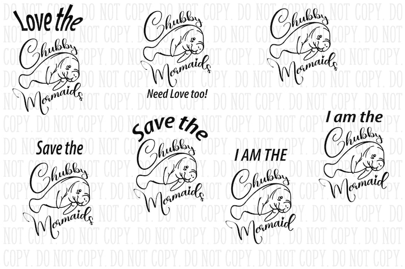 Chubby Mermaids Manatee SVG, JPEG and AI Files Included - Etsy