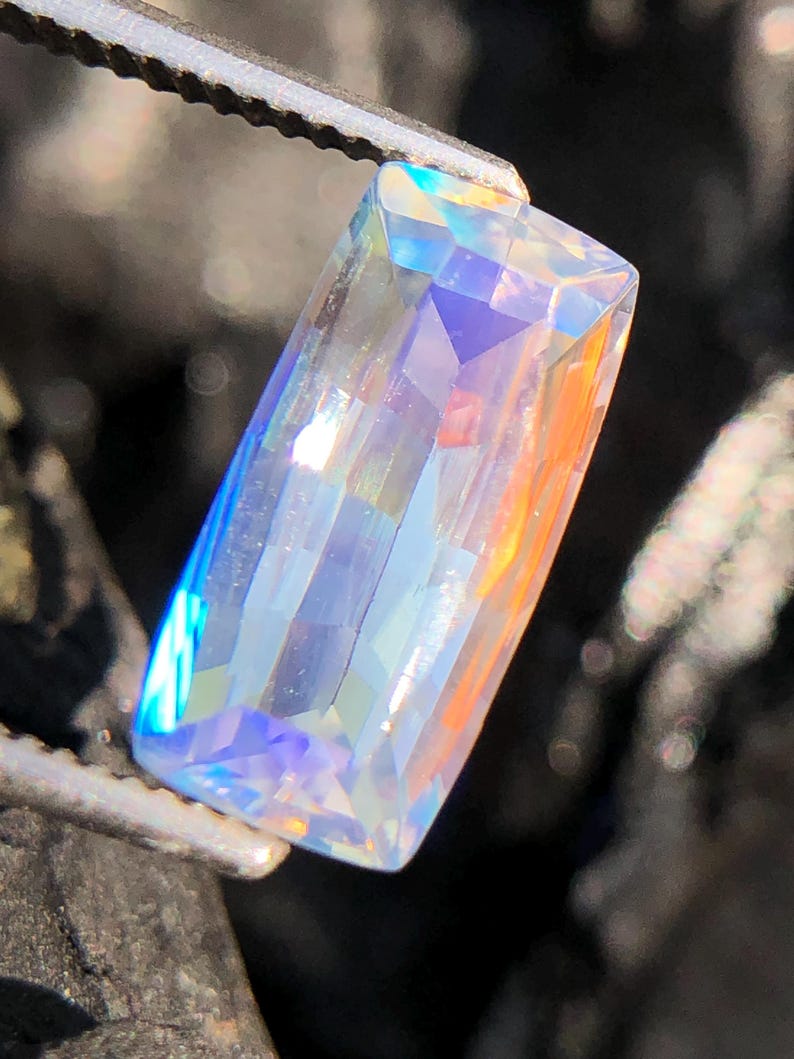 11.50x6.40 Mm Multi Fire Natural Madagascar Moonstone Long Cushion ...
