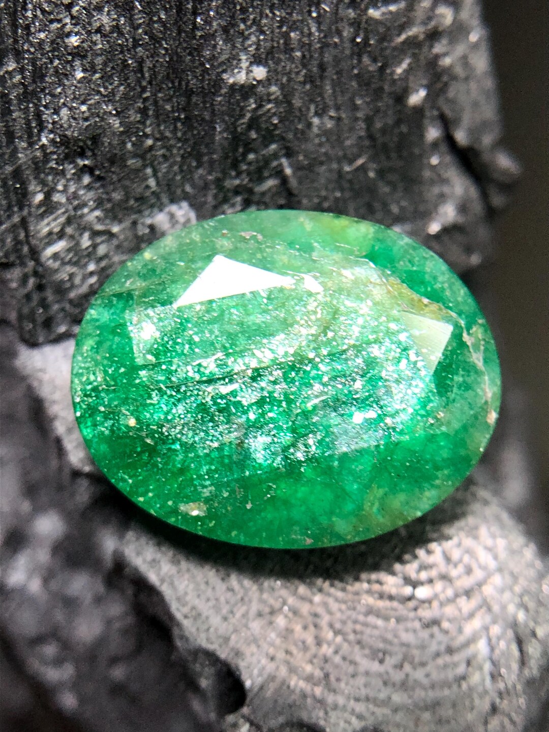 Rare Emerald With Schiller Rainbow Fire Sunstone, 6.7 Carats Loose Oval ...