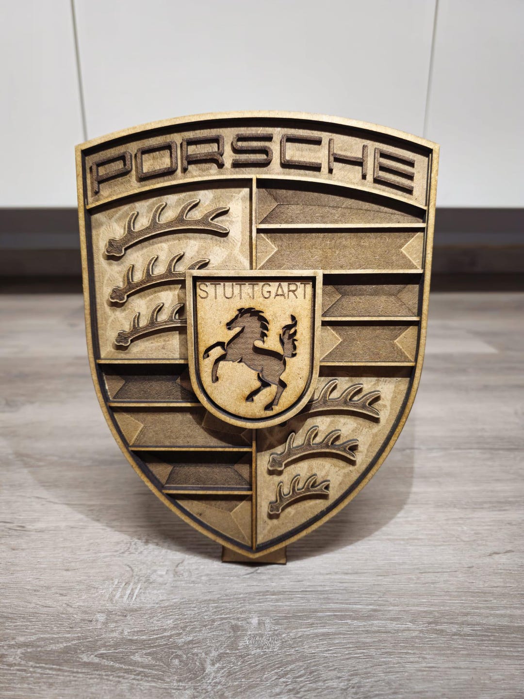 Handmade Laser Engraved 3D Wooden Porsche Emblem Sign - Etsy