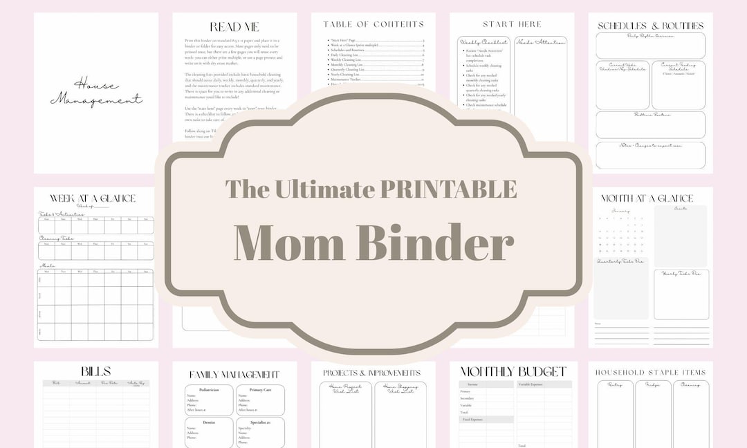 Ultimate Mom Binder | Printable Home Management Binder - Etsy