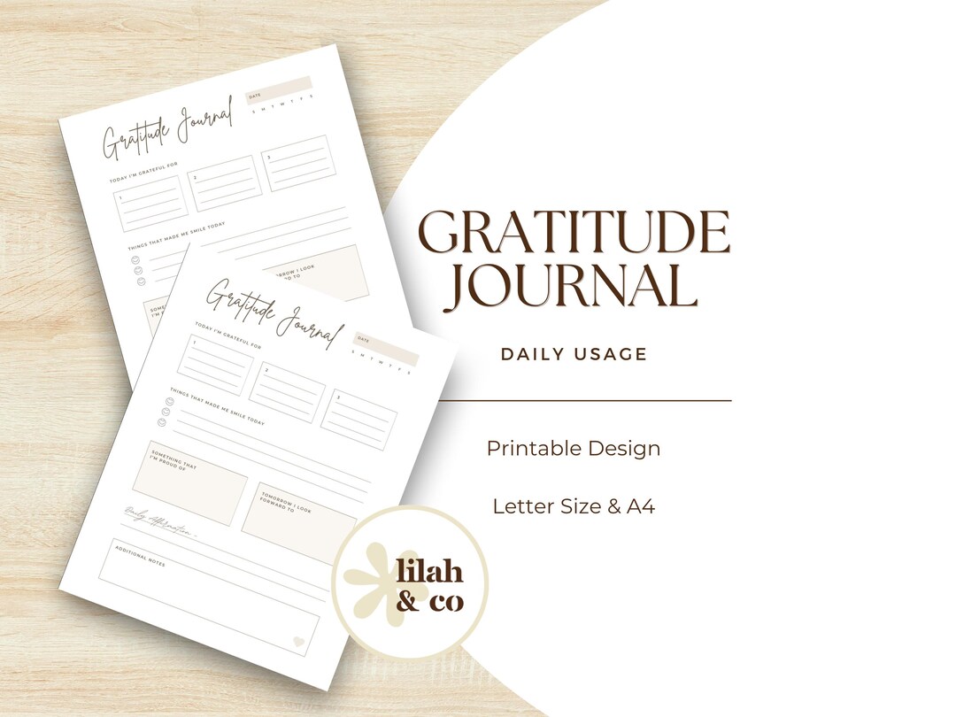 Gratitude Journal, Printable Daily Journal Page, Daily Gratitude, Daily ...