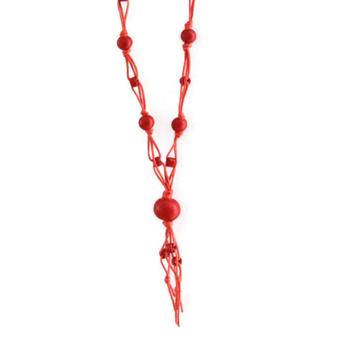 Red Ceramic Beads Necklace Red Necklace Red Beaded Necklace - Etsy