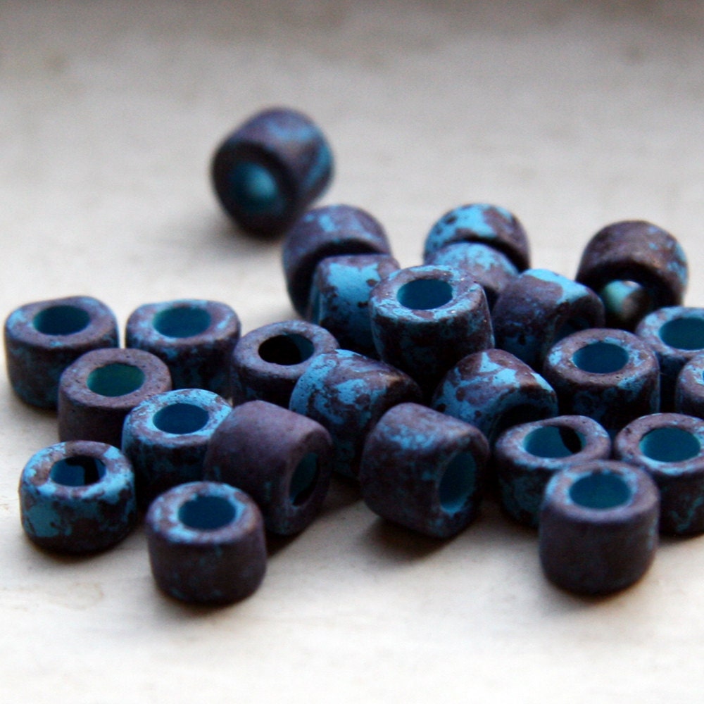 Blue Stained Ceramic Tube Beads 30pcs 4x6mm C 10 022 - Etsy