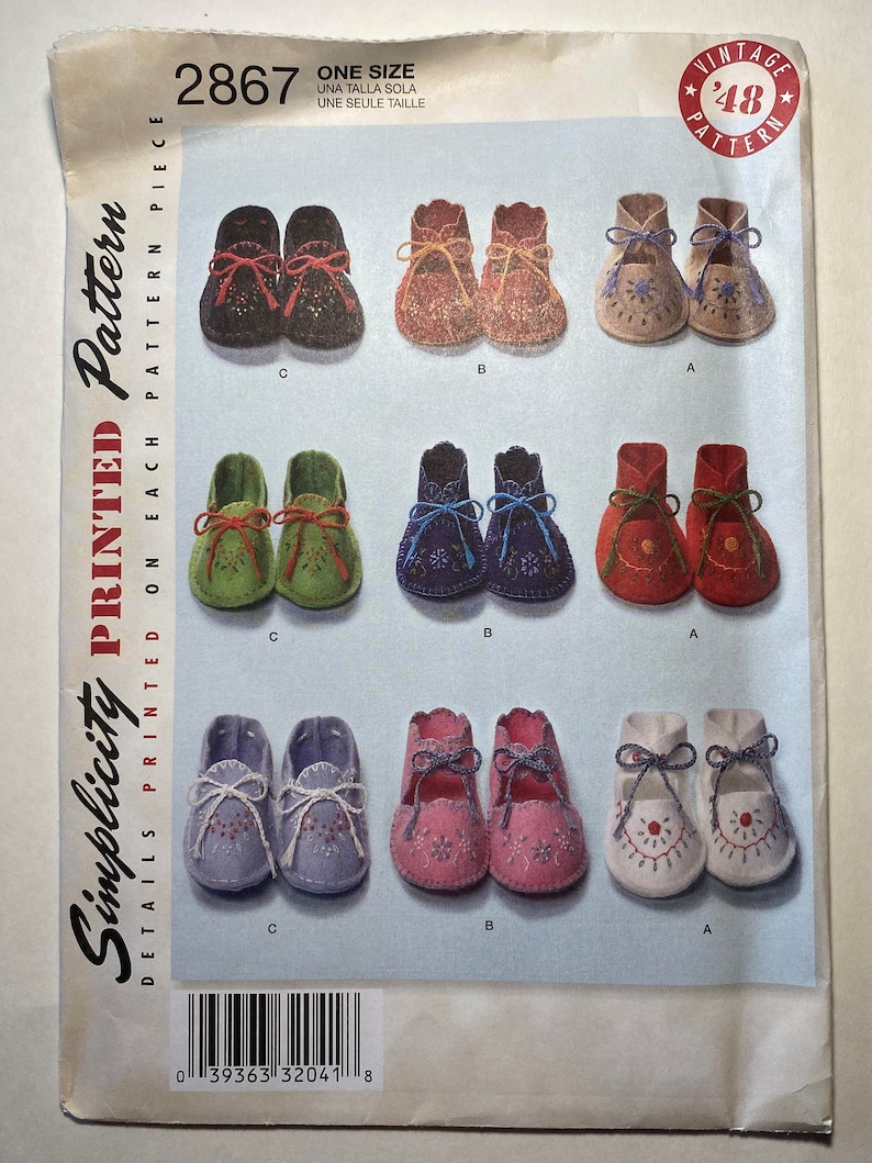 Simplicity 2867 Baby Shoe Pattern Cut - Etsy