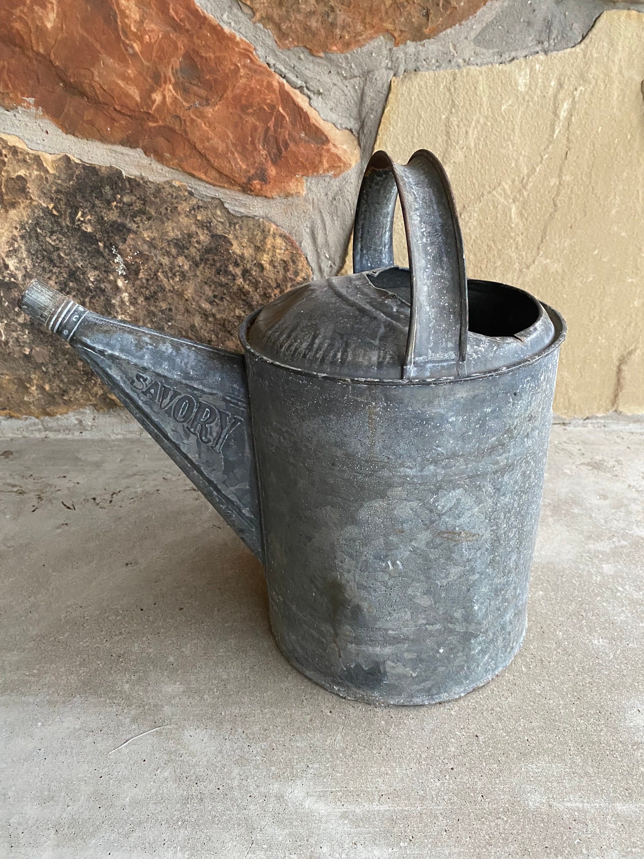 Vintage Galvanized Watering Can Outdoor Watering Can Garden Decor ...