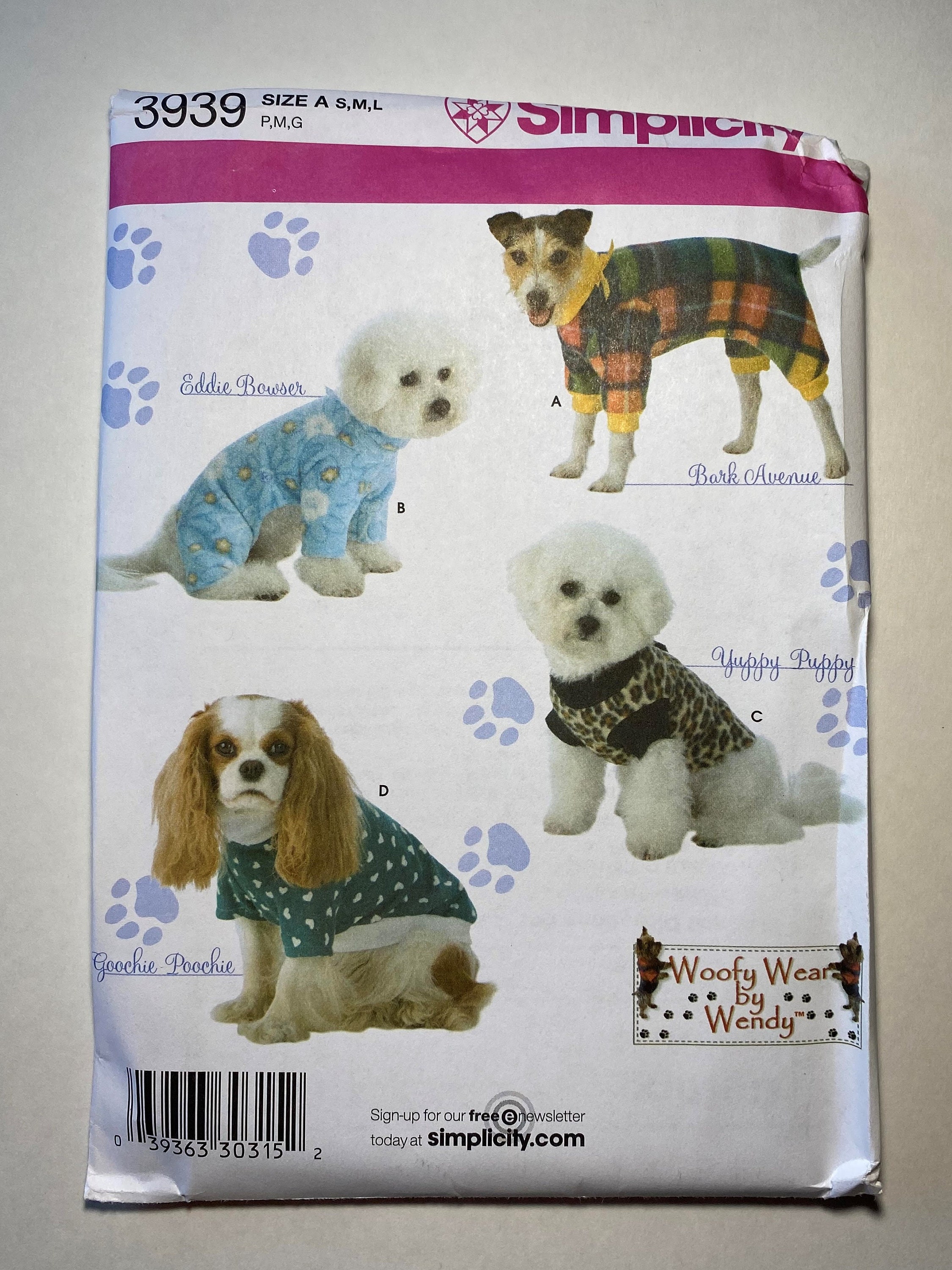 Sewing Pattern - Simplicity 3939 Dog Clothes - Uncut - Etsy