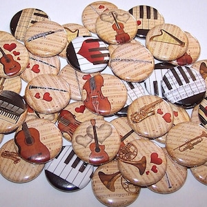 Music Instruments Pins (10 Pack) Musical Instrument Buttons, Party ...