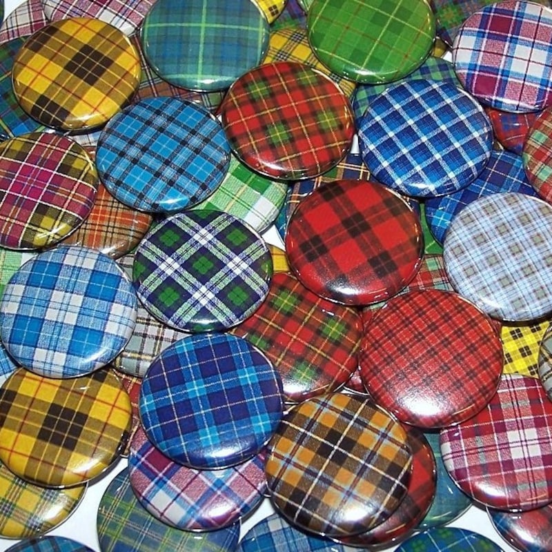 Plaid Buttons - Etsy