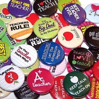 Back to School Teacher and Student Button Pins CHECKERED / Magnets - Etsy