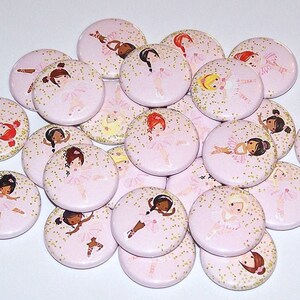 Ballerina Girls Pins (10 Pack) Ballet Pinback Buttons, 1" or 1.5" or 2. ...