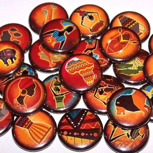 Africa Theme Pins 10 Pack African Buttons 1 or - Etsy