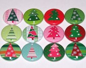 Christmas Holiday Trees Set of 12 Pin Back Buttons 1 - Etsy