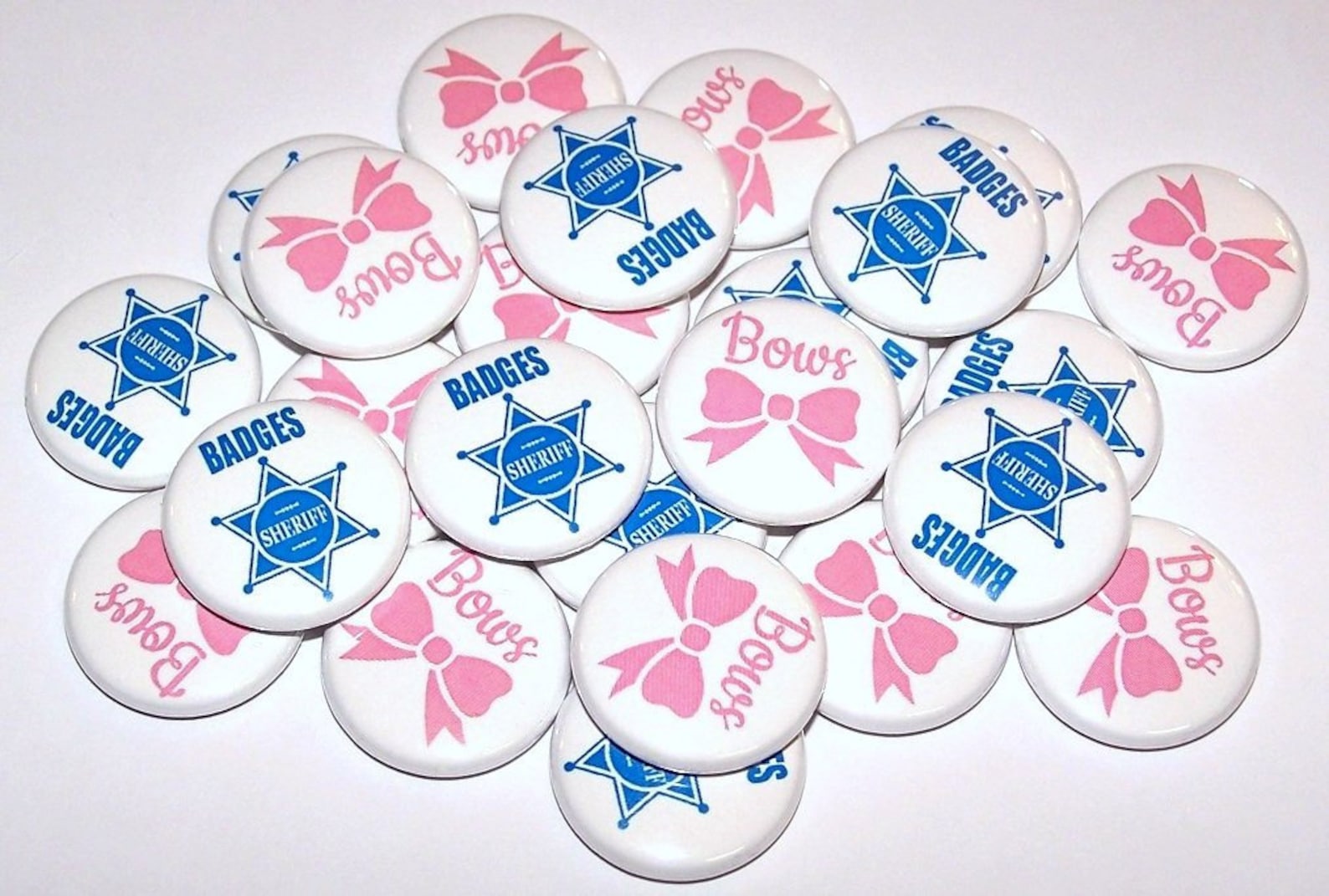 Badges or Bows Gender Reveal Party 20 Pack Buttons Blue - Etsy